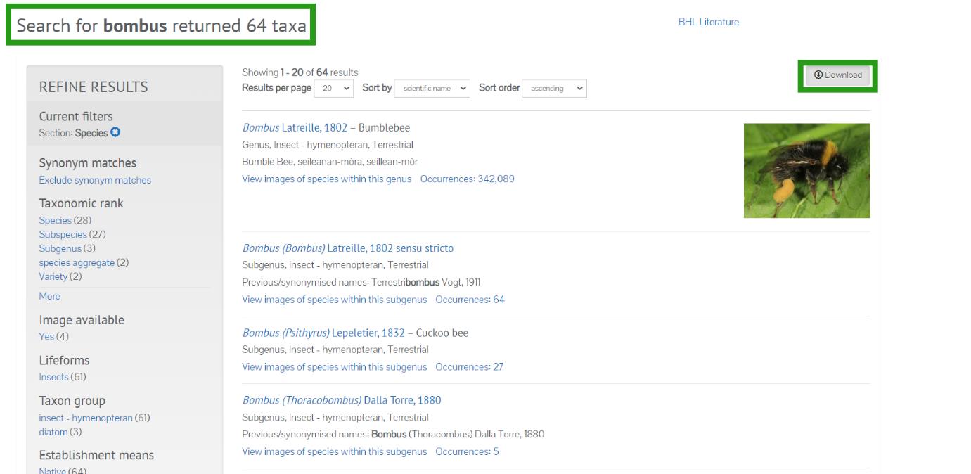 New species search - National Biodiversity Network